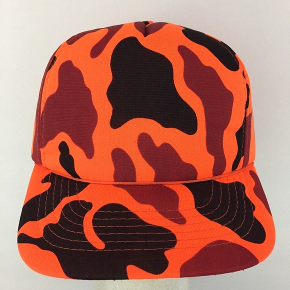 YoungAn | Accessories | Vtg 8s Camouflage Hunt Fish Hat Orange Foam ...